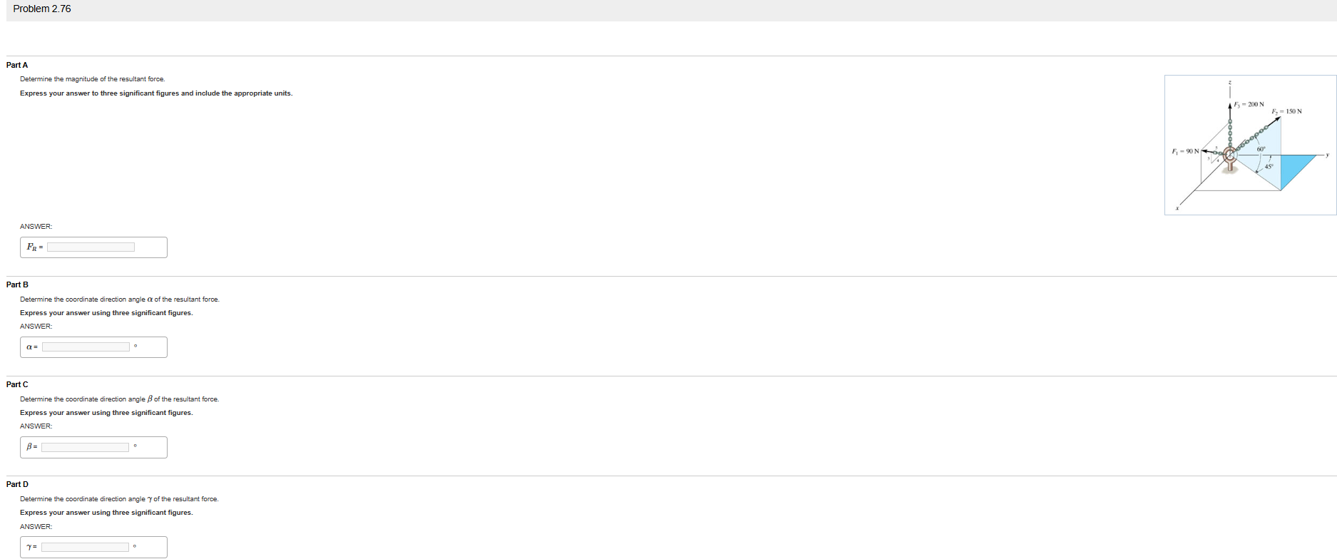 Solved Part A Determine the magnitude of the resultant | Chegg.com