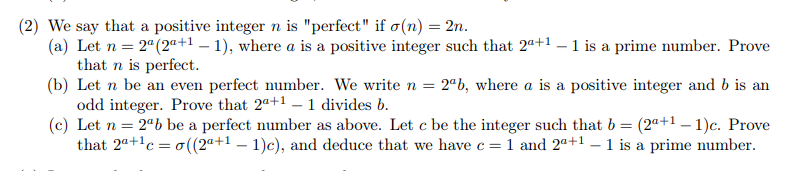 Solved (2) We ﻿say that a positive integer n is ﻿"perfect" | Chegg.com