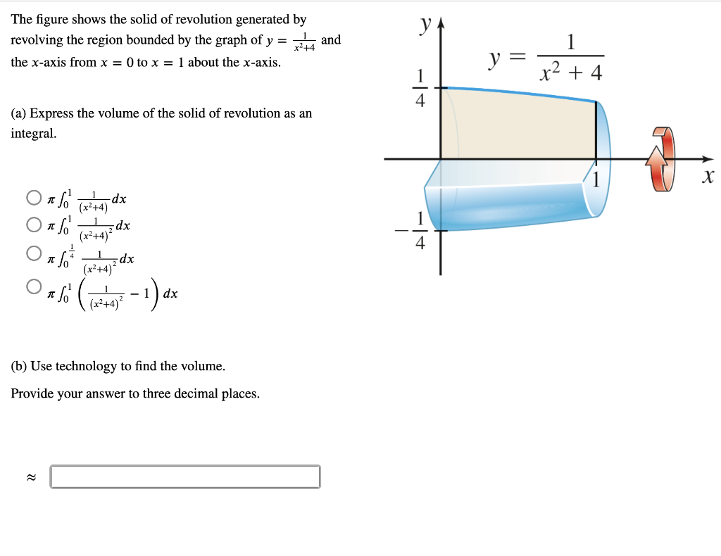Solved Find the volume of the solid of revolution generated | Chegg.com