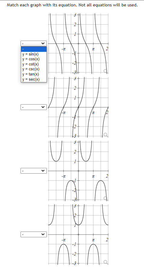 Solved Match each graph with its equation. Not all equations | Chegg.com