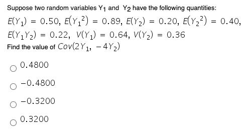 Solved Suppose two random variables Y1 and Y2 have the | Chegg.com