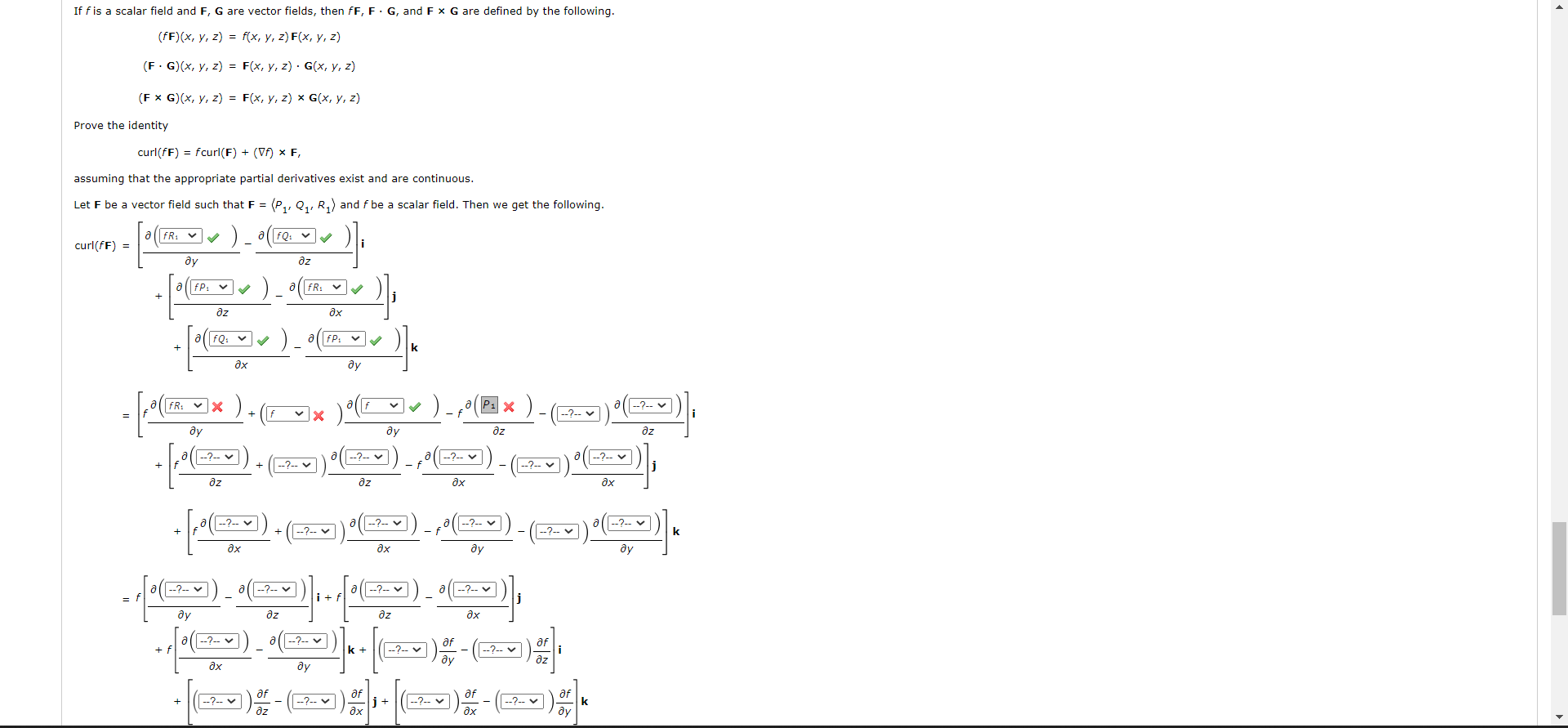 Solved If f is a scalar field and F,G are vector fields, | Chegg.com