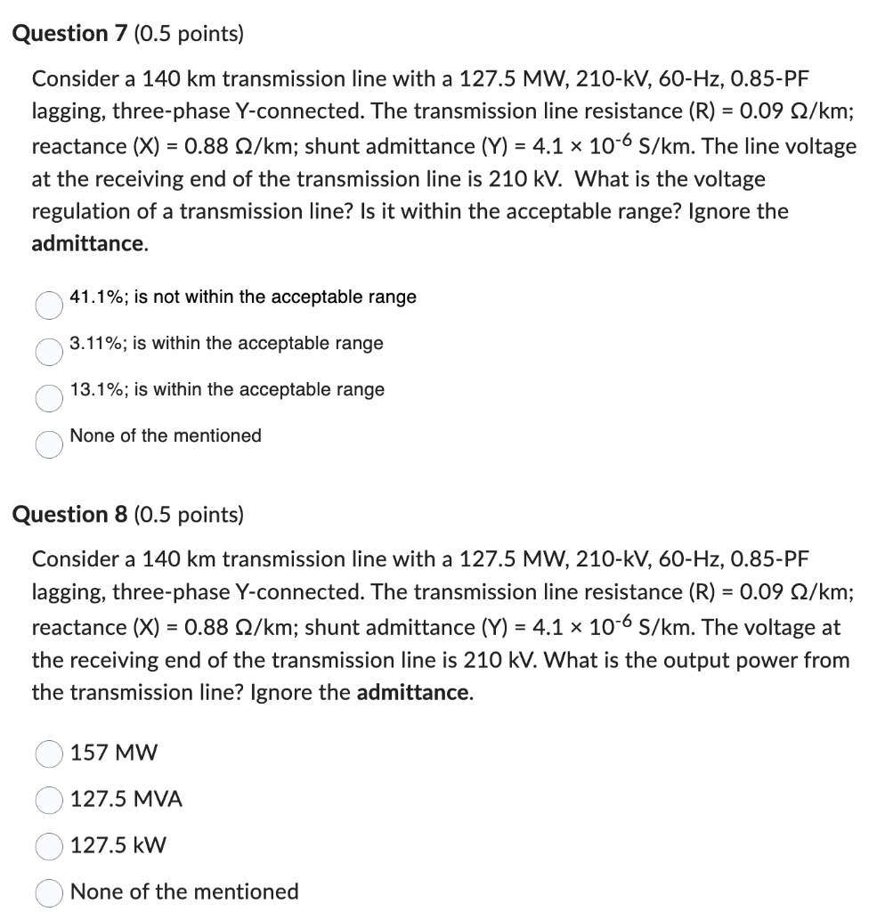 Solved Consider a 140 km transmission line with a | Chegg.com