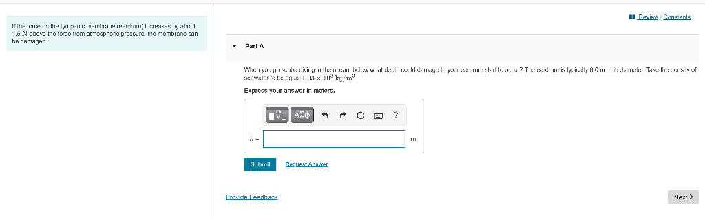 Solved M Review Constants If the force on the tympanic | Chegg.com