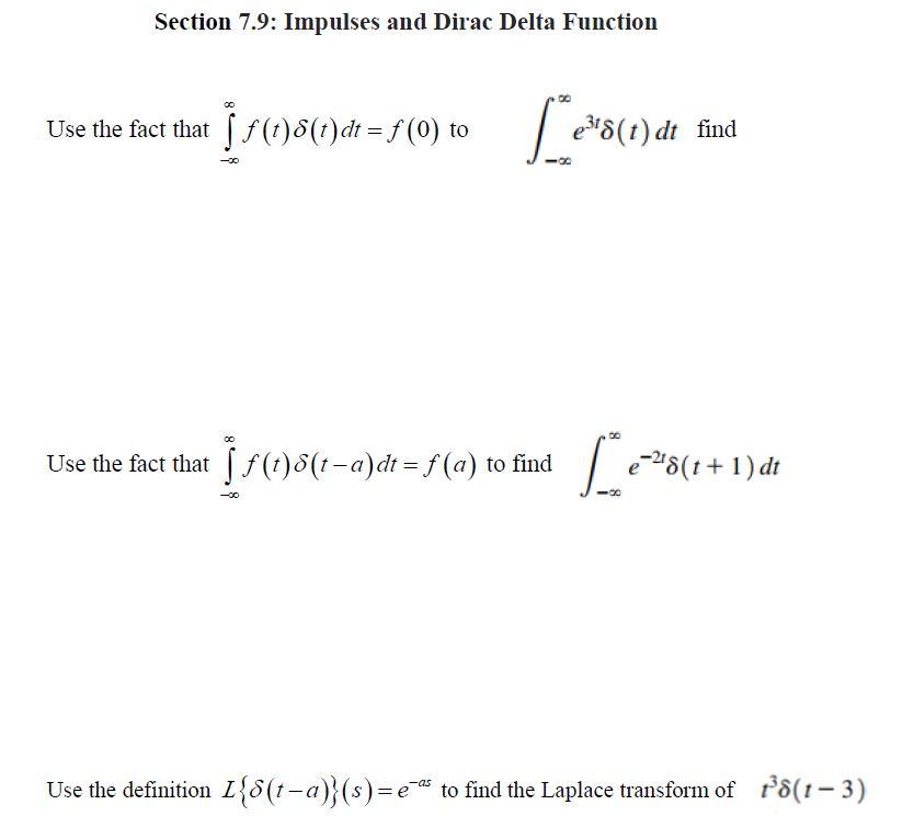 Solved Section 7.9: Impulses and Dirac Delta Function Use | Chegg.com