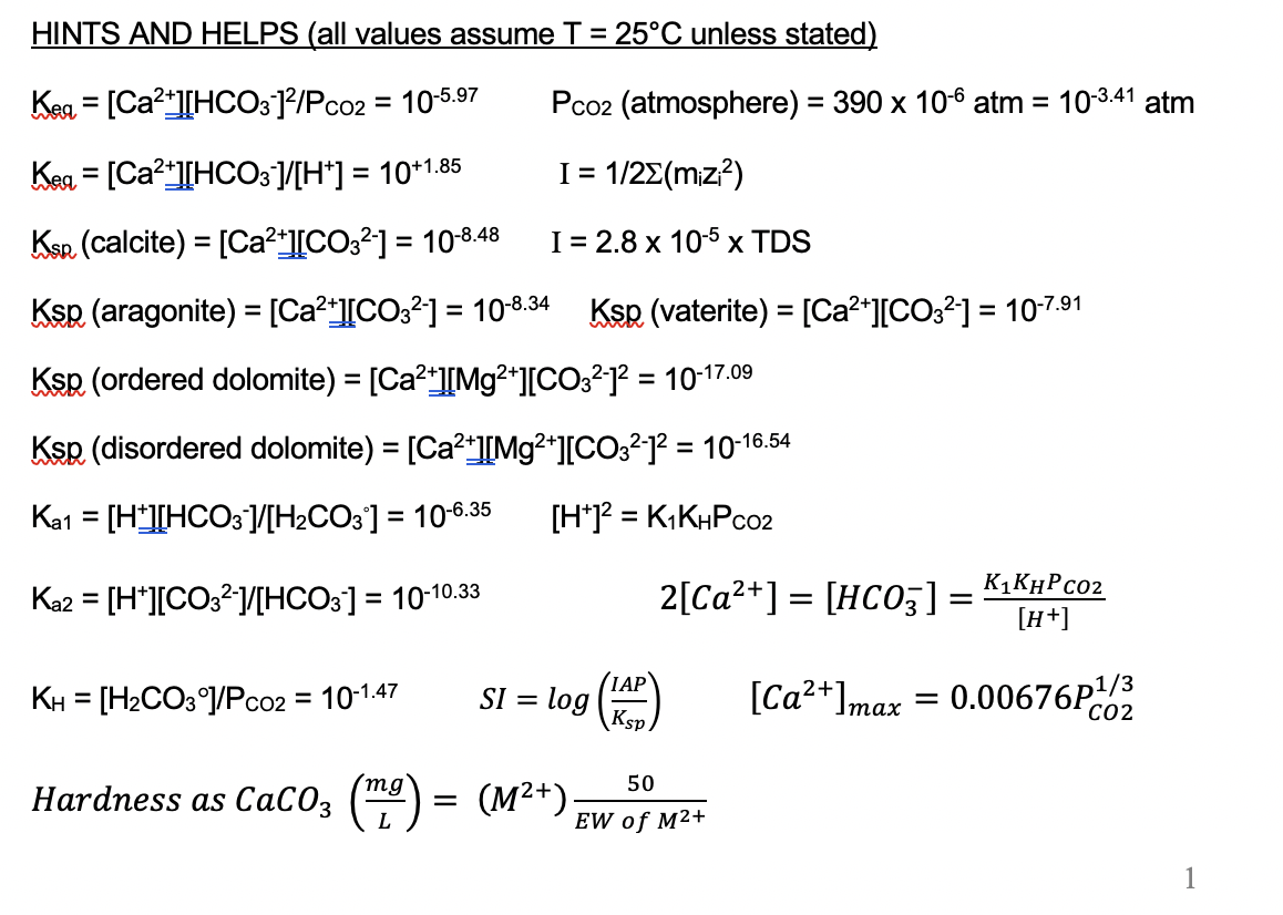 1. Table 1 provides data from a Visual MINTEQ | Chegg.com