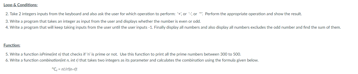 Solved Loop & Conditions: 2. Take 2 integers inputs from the | Chegg.com