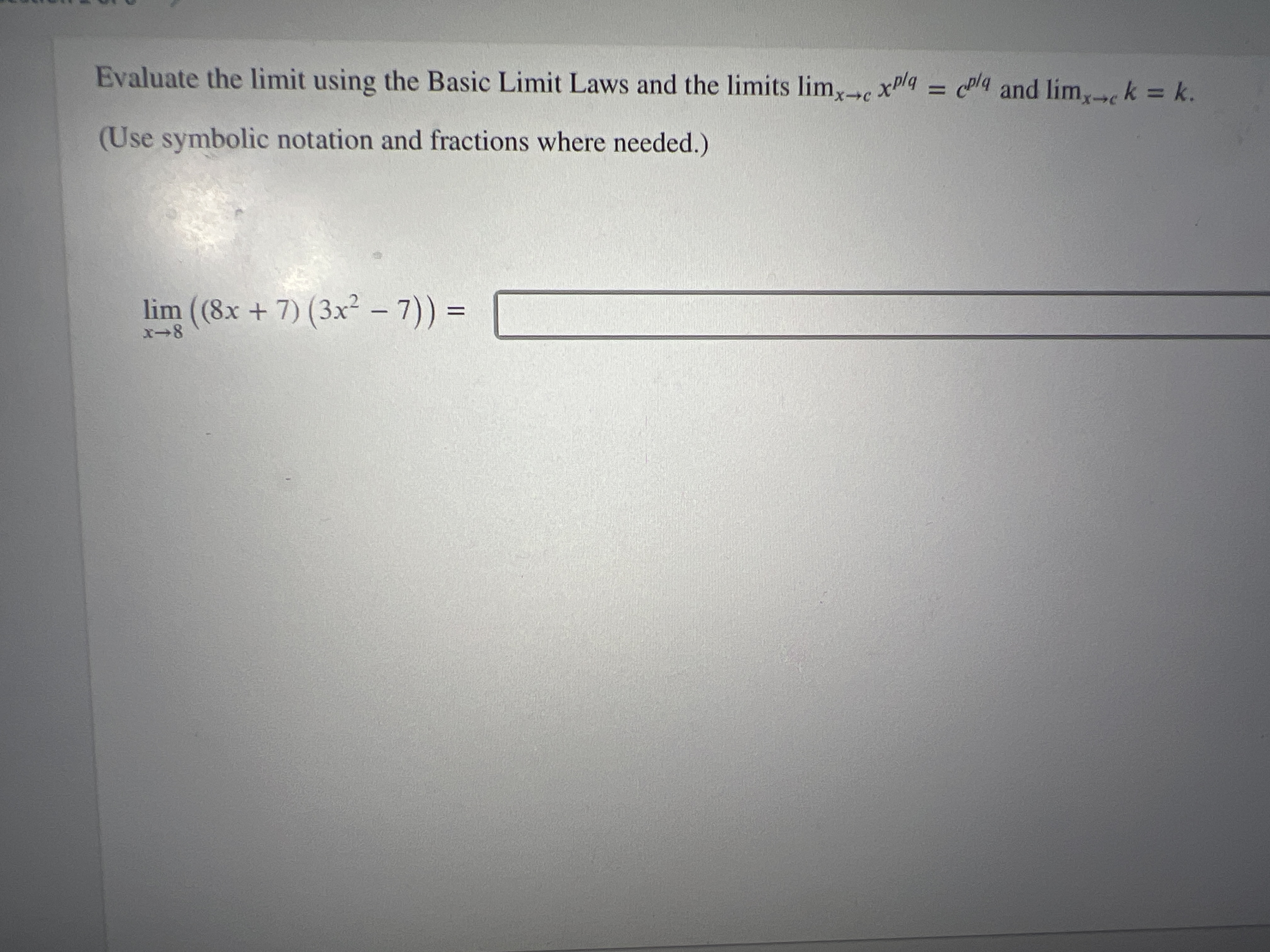 Solved Evaluate the limit using the Basic Limit Laws and the | Chegg.com