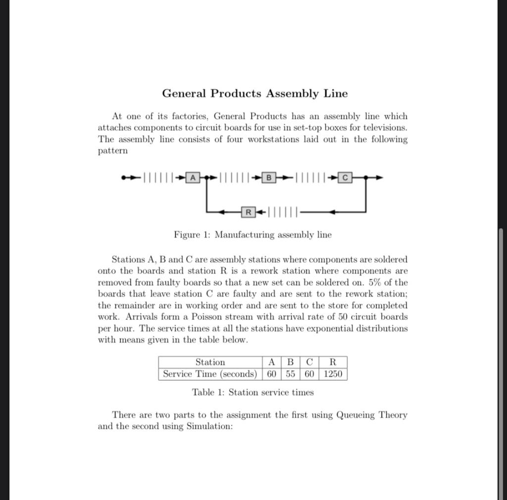 General Products Assembly Line At one of its | Chegg.com