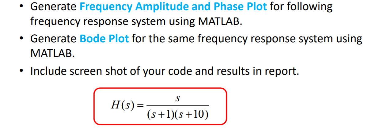 Solved Generate Frequency Amplitude and Phase Plot for | Chegg.com