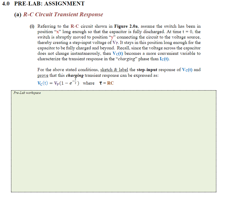 Solved R-C Circuit Transient Response (i) Referring to the | Chegg.com
