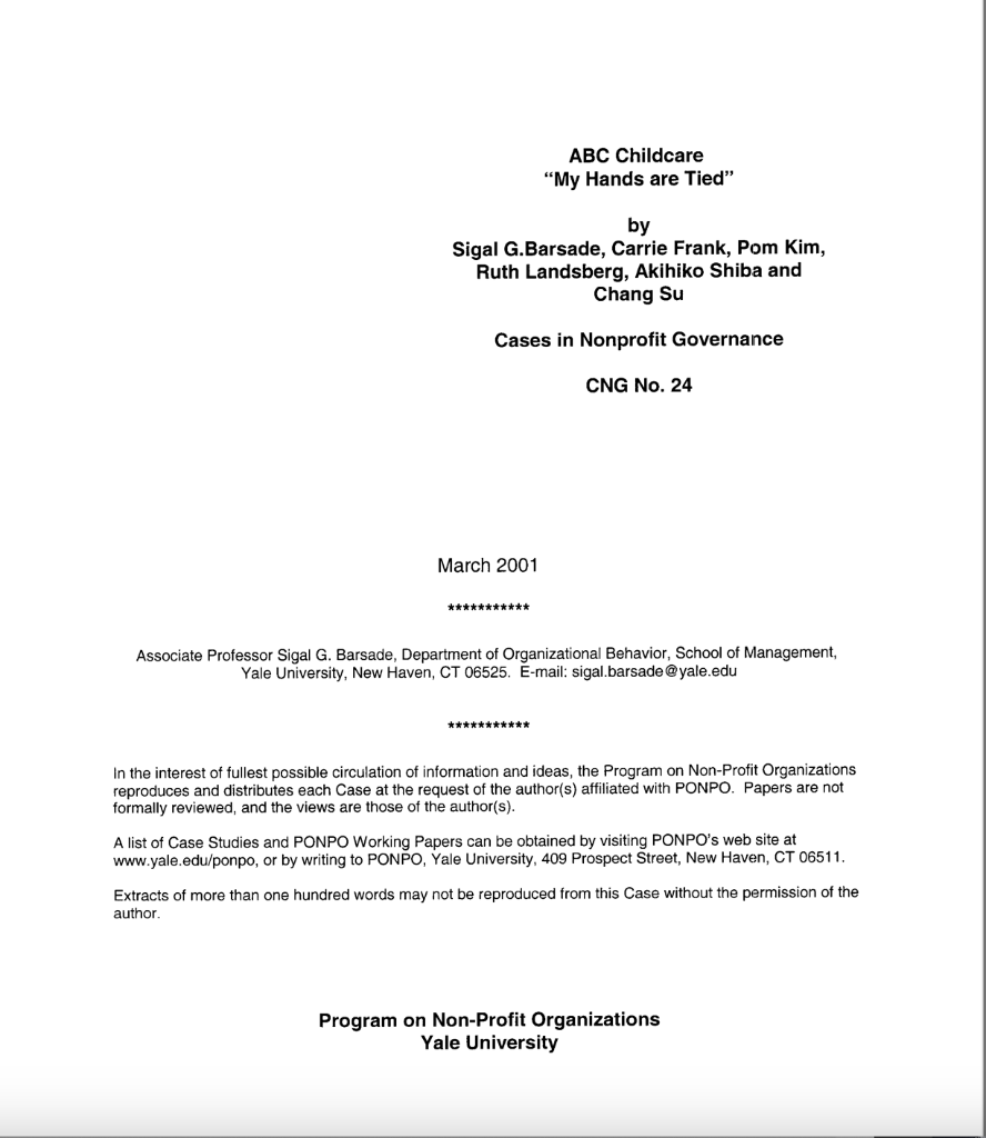 Solved Mini Case Study #5 Read the ABC Child Care Case | Chegg.com