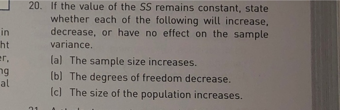 Solved 20. If the value of the SS remains constant, state | Chegg.com