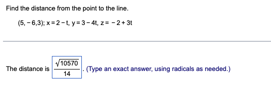 Solved Find the distance from the point to the line. | Chegg.com