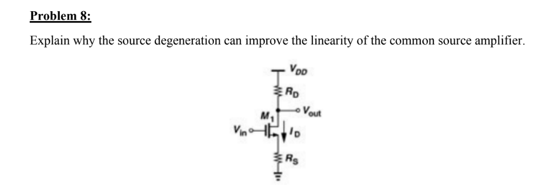 Solved Problem 8: Explain why the source degeneration can | Chegg.com