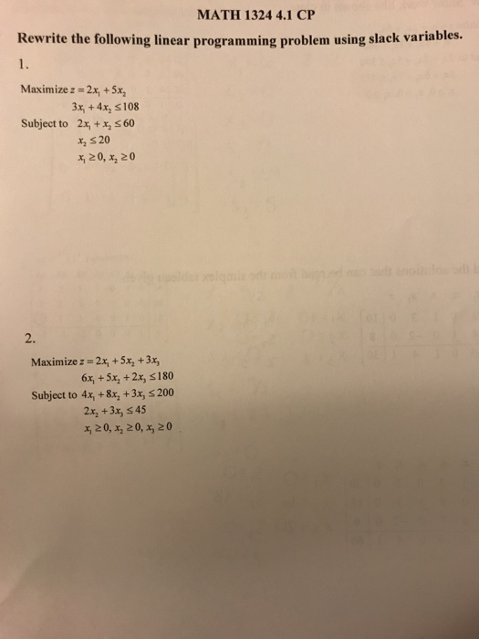 Solved MATH 1324 4.1 CP Rewrite the following linear | Chegg.com