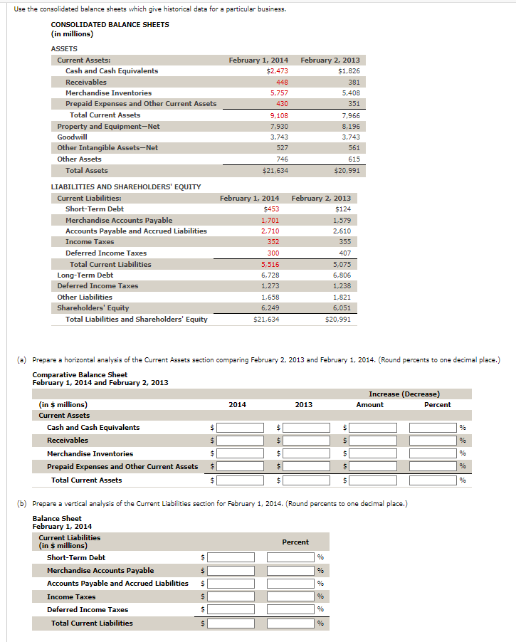 Use the consolidated balance sheets which give | Chegg.com