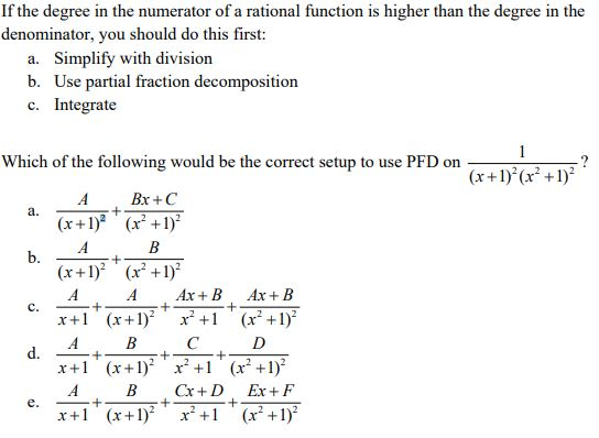 Solved If the degree in the numerator of a rational function | Chegg.com