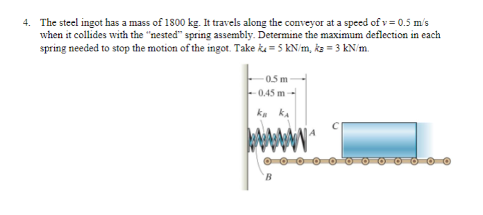 Solved The steel ingot has a mass of 1800 kg. It travels | Chegg.com