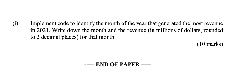 Solved Question 3 You are required to provide the code for | Chegg.com