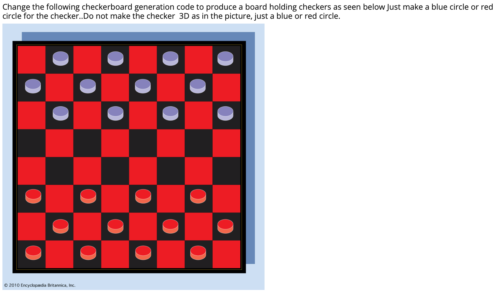 Change the following checkerboard generation code to | Chegg.com