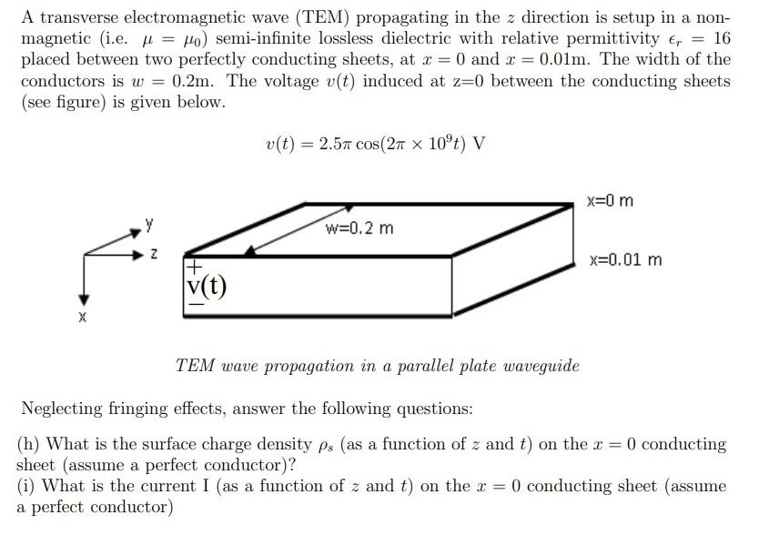 Solved A transverse electromagnetic wave (TEM) propagating | Chegg.com
