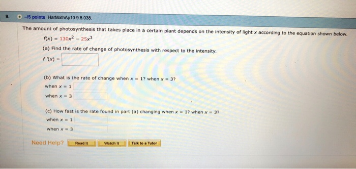 Solved 9. -15 polnts HarMathAp10 9.8.038. The amount of | Chegg.com Solved 9. -15 polnts HarMathAp10 9.8.038. The amount of | Chegg.com