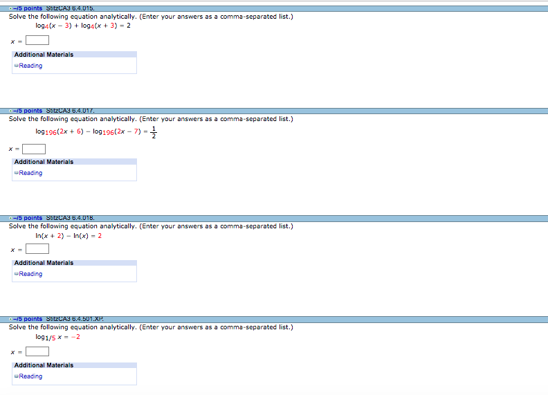 Solved Solve the following equation analytically. (Enter | Chegg.com