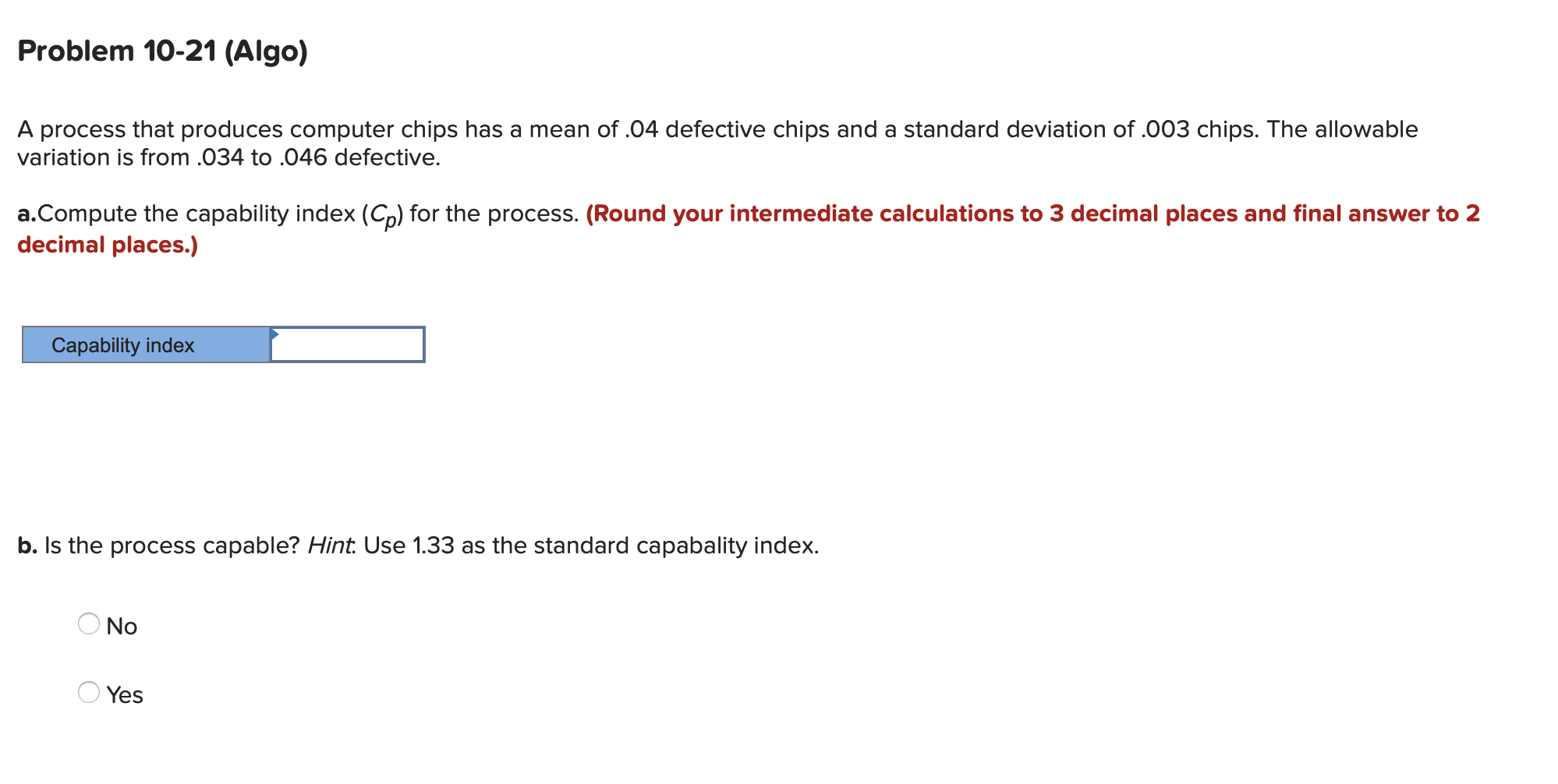 Solved Problem 10-21 (Algo) A process that produces computer | Chegg.com