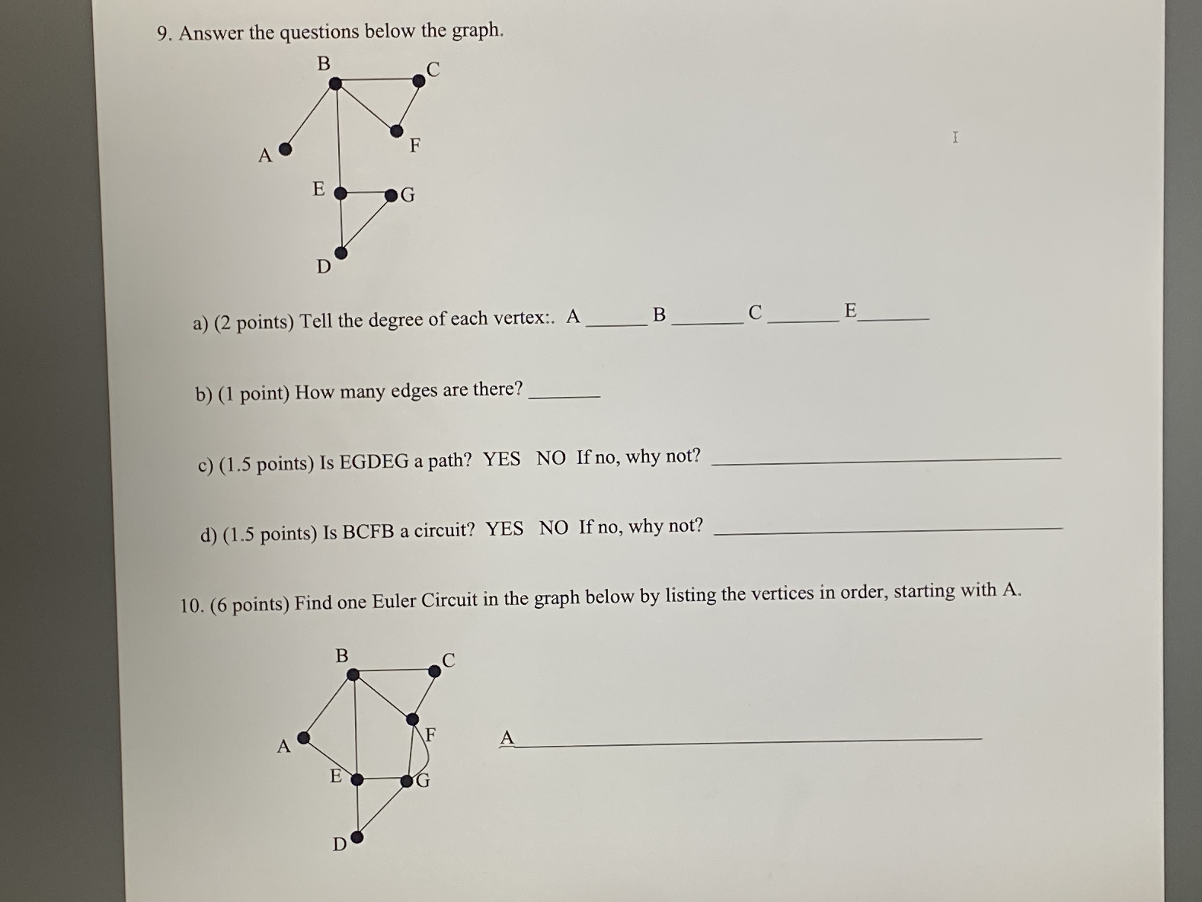 Solved 9. Answer the questions below the graph. a) (2 | Chegg.com