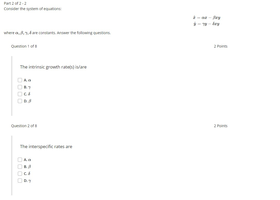 Solved Part 2 of 2 - 2 Consider the system of equations: = | Chegg.com