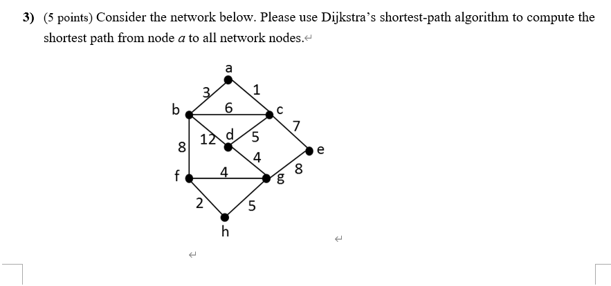 Solved 3) (5 points) Consider the network below. Please use | Chegg.com