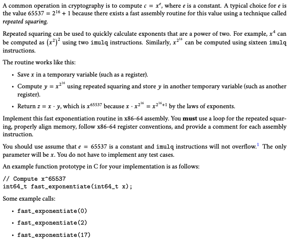 Solved DO IN ASSEMMBLY A common operation in cryptography is | Chegg.com