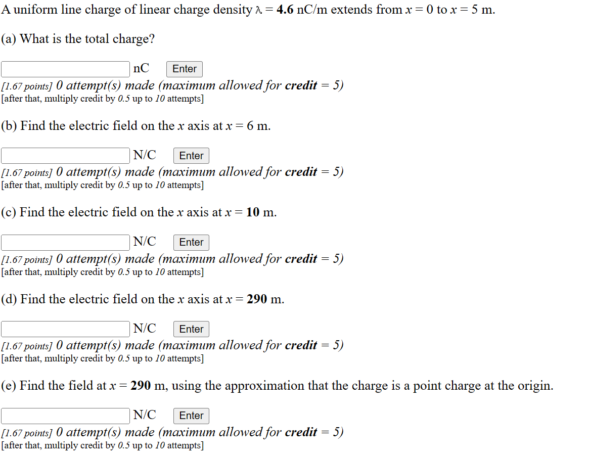 Solved A uniform line charge of linear charge density | Chegg.com