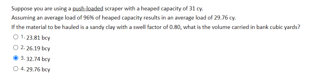 Solved Suppose you are using a push-loaded scraper with a | Chegg.com