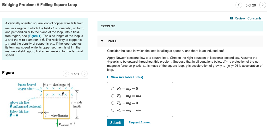 Solved Bridging Problem: A Falling Square Loop 6 of 20 | Chegg.com