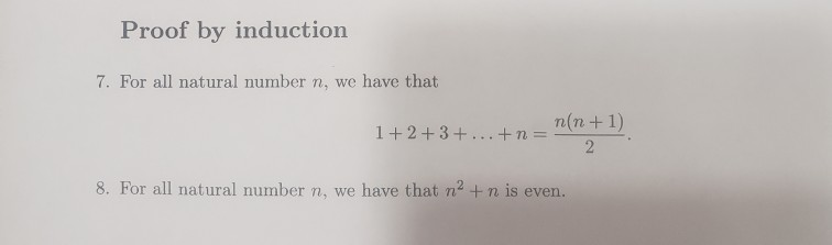 Solved Proof by induction 7. For all natural number n, we | Chegg.com