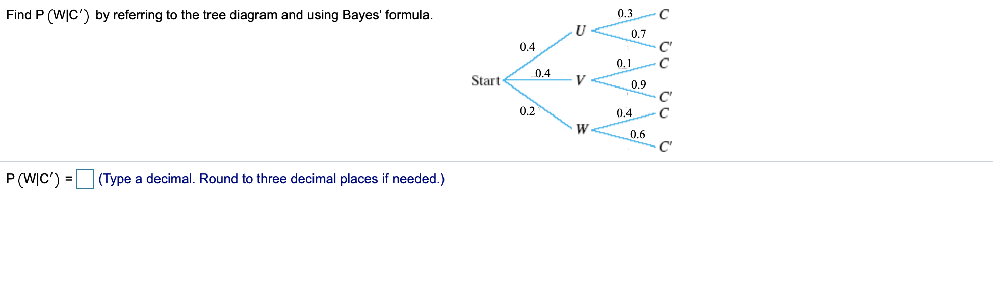 Solved Find P (WIC') by referring to the tree diagram and | Chegg.com
