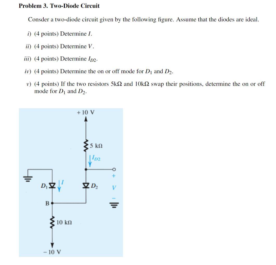 Solved Problem 3. Two-Diode Circuit Consder a two-diode | Chegg.com