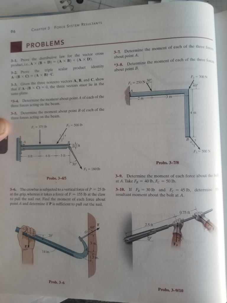 Solved 3-7. Determine the moment of each of the three of | Chegg.com