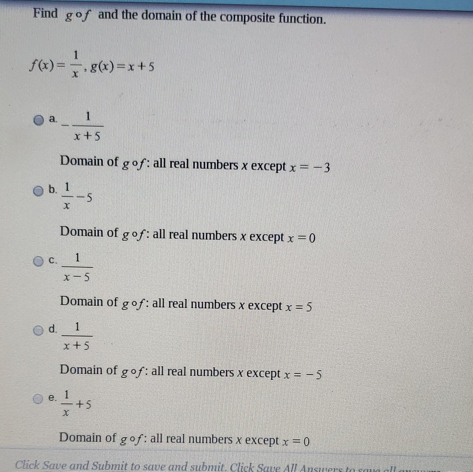 Solved Find gof and the domain of the composite function. f) | Chegg.com