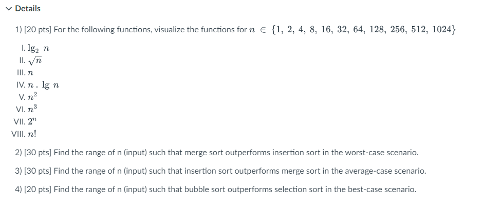 Solved 1) [20 pts] For the following functions, visualize | Chegg.com