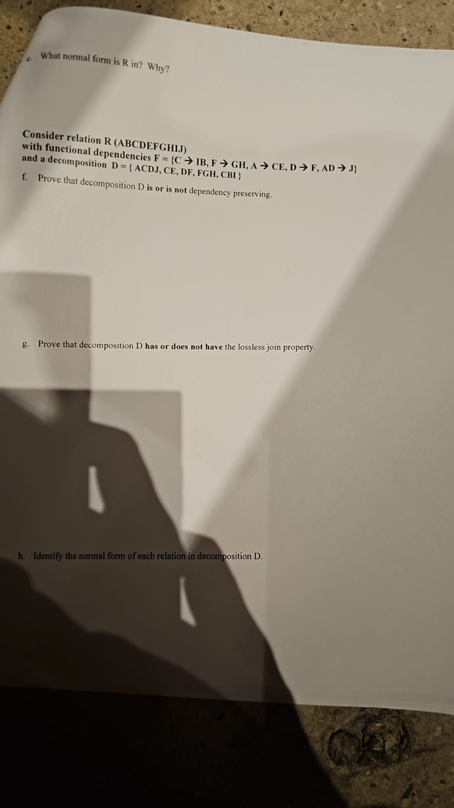 Solved Consider relation R (ABCDEFGHIJ) with functional | Chegg.com