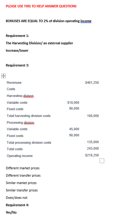 Bonus calculations Requirements 1. Give an example of | Chegg.com