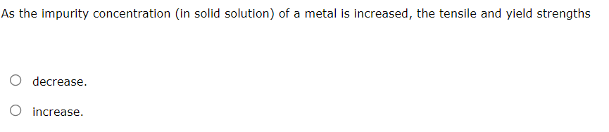 Solved As the impurity concentration (in solid solution) of | Chegg.com