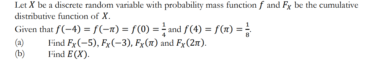 Solved Let x ﻿be a discrete random variable with probability | Chegg.com