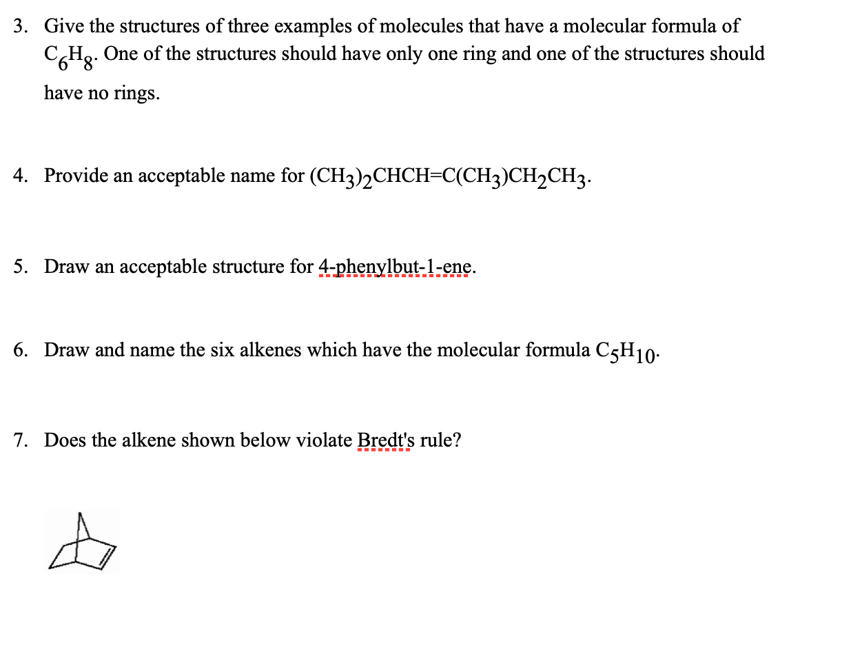 Solved 3. Give the structures of three examples of molecules | Chegg.com