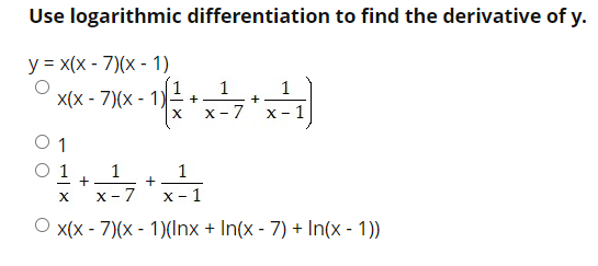 Solved Use logarithmic differentiation to find the | Chegg.com