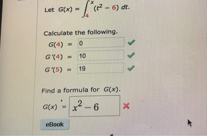 Solved (t? 6) dt. Let G(x) Calculate the following. G(4) G | Chegg.com