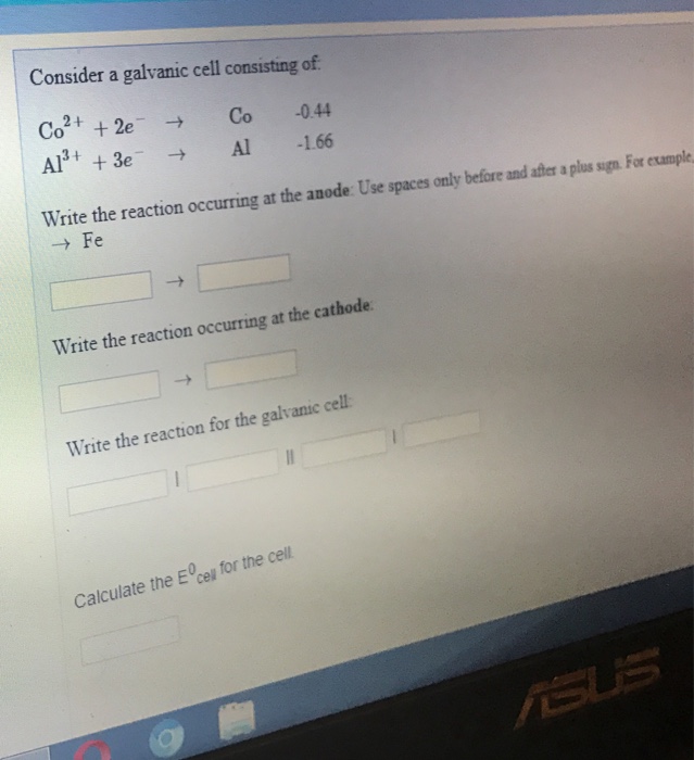 Solved Consider a galvanic cell consisting of: Co^2 + + | Chegg.com